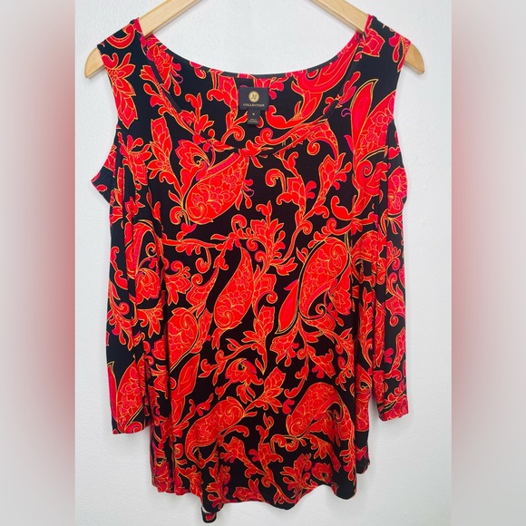 JM Collection | Tops | Jm Collections Womens Long Sleeve Floral Black ...